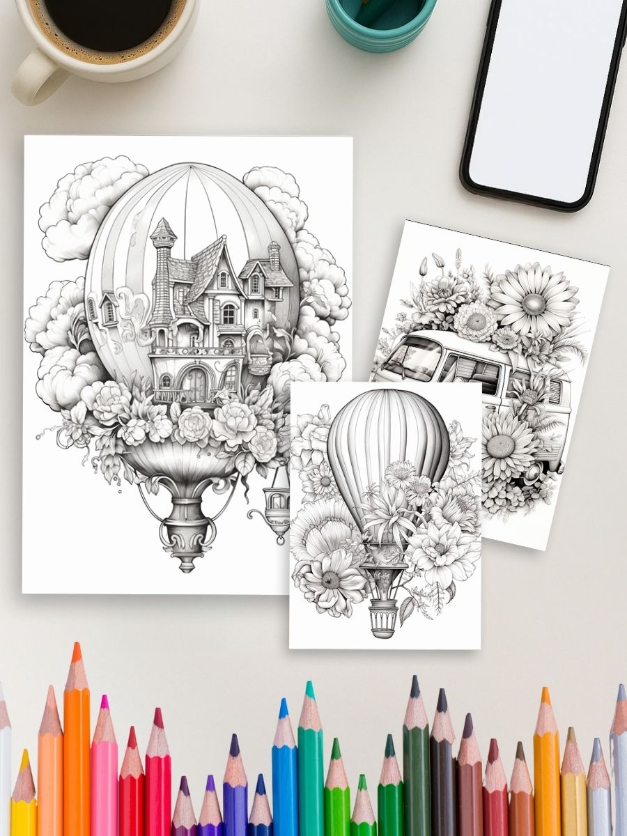 Vintage Charm – 200 Floral Object Coloring Pages | Colouring 4 Kids