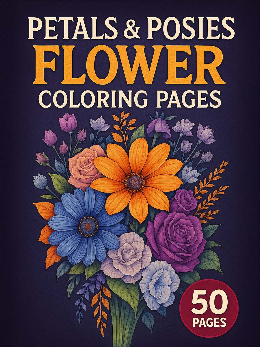 Petals & Posies – 50 Flower Coloring Pages | Colouring 4 Kids
