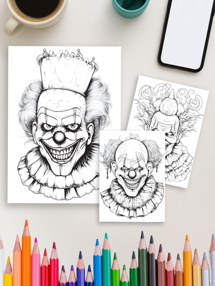 Wicked Whimsy – 25 Evil Clown Coloring Pages | Colouring 4 Kids