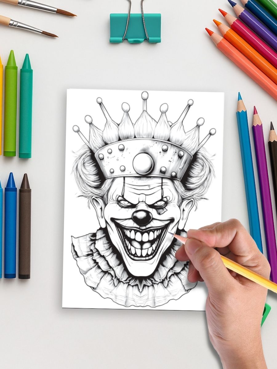 Wicked Whimsy – 25 Evil Clown Coloring Pages | Colouring 4 Kids