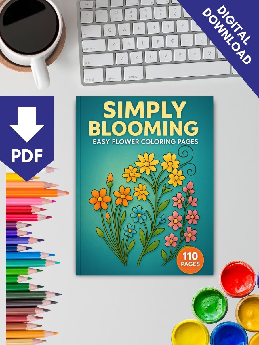 Simply Blooming – 110 Easy Flower Coloring Pages | Colouring 4 Kids