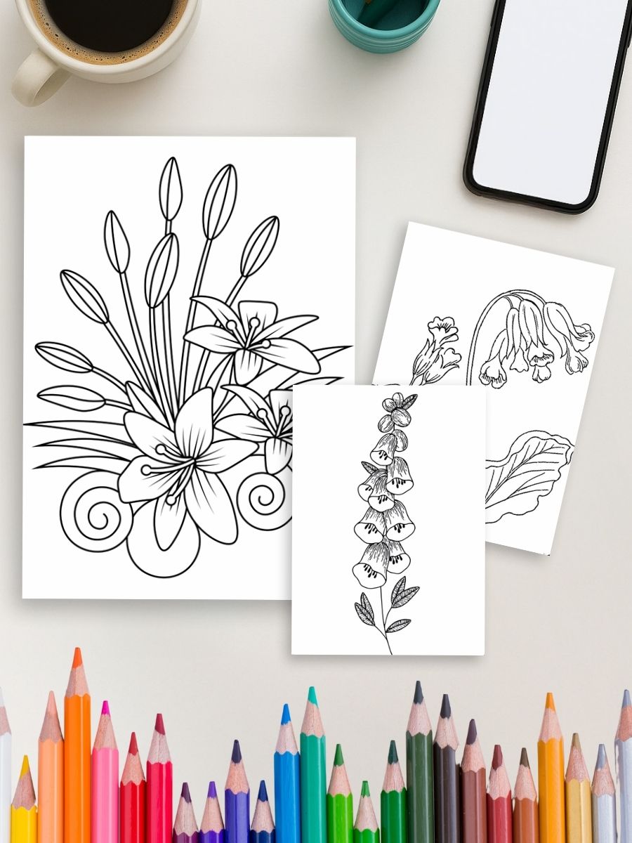 Simply Blooming – 110 Easy Flower Coloring Pages | Colouring 4 Kids