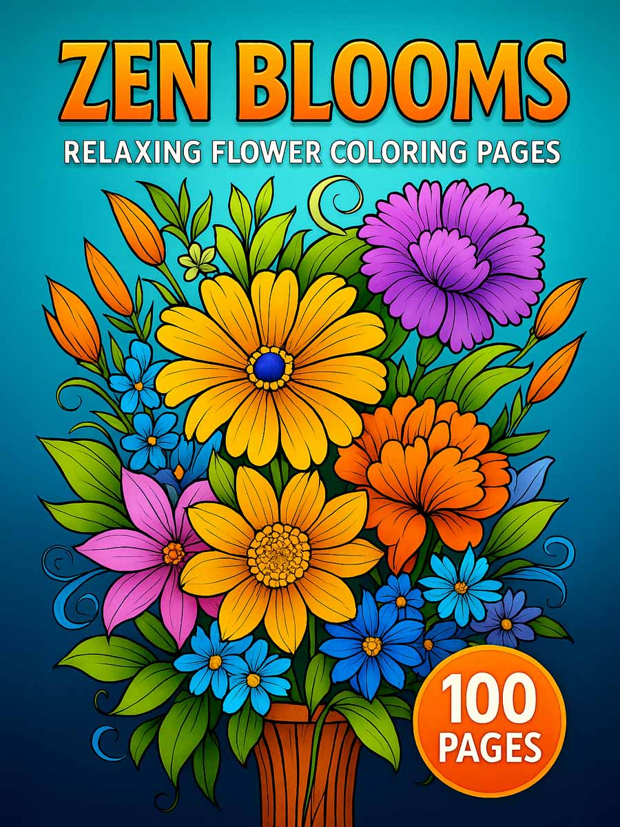 Zen Blooms – 100 Relaxing Flower Coloring Pages | Colouring 4 Kids